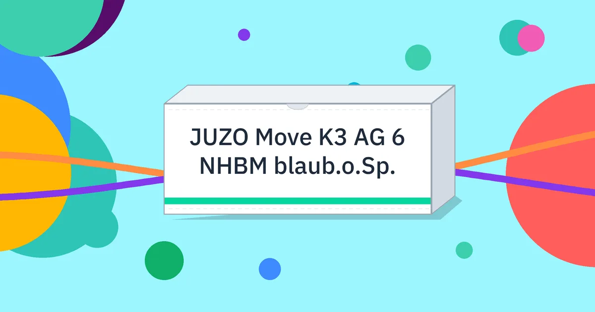 Symbolbild: Packung mit der Aufschrift JUZO Move K3 AG 6 NHBM blaub.o.Sp. (PZN 18588554) – Verfügbarkeit und Bezug in Apotheken in Frankfurt am Main