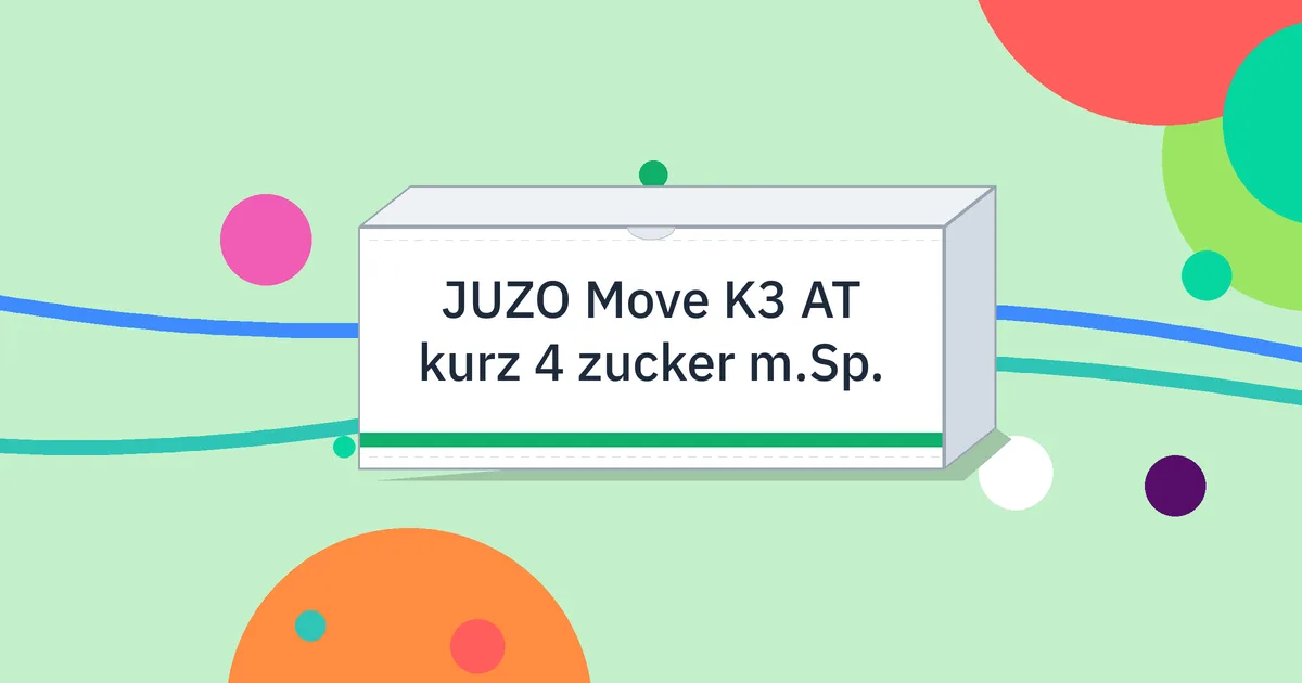 Symbolbild: Packung mit der Aufschrift JUZO Move K3 AT kurz 4 zucker m.Sp. (PZN 20682898) – Verfügbarkeit und Bezug in Apotheken in Frankfurt am Main