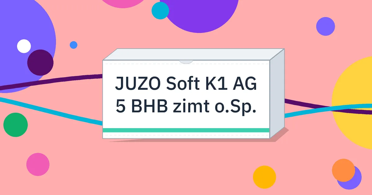 Symbolbild: Packung mit der Aufschrift JUZO Soft K1 AG 5 BHB zimt o.Sp. (PZN 14821427) – Verfügbarkeit und Bezug in Apotheken in Frankfurt am Main