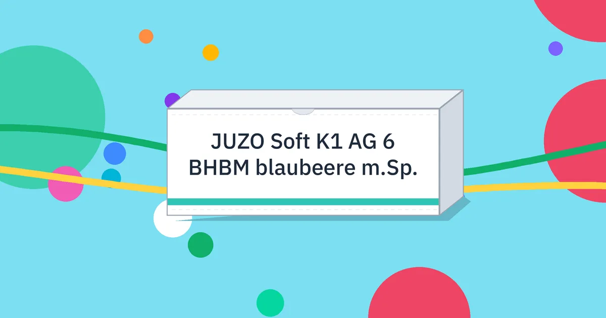 Symbolbild: Packung mit der Aufschrift JUZO Soft K1 AG 6 BHBM blaubeere m.Sp. (PZN 14855136) – Verfügbarkeit und Bezug in Apotheken in Frankfurt am Main