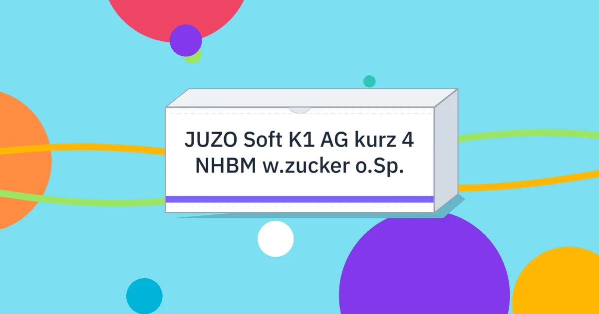 Symbolbild: Packung mit der Aufschrift JUZO Soft K1 AG kurz 4 NHBM w.zucker o.Sp. (PZN 15000098) – Verfügbarkeit und Bezug in Apotheken in Frankfurt am Main