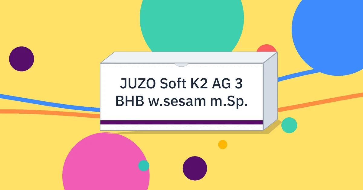 Symbolbild: Packung mit der Aufschrift JUZO Soft K2 AG 3 BHB w.sesam m.Sp. (PZN 14840703) – Verfügbarkeit und Bezug in Apotheken in Frankfurt am Main