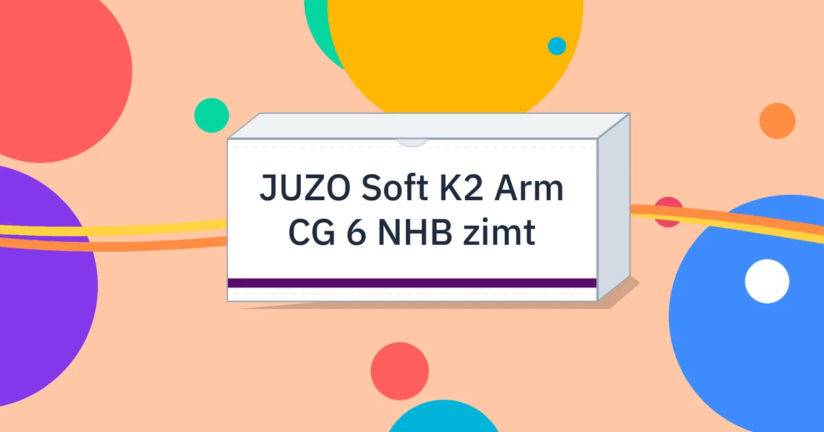 Symbolbild: Packung mit der Aufschrift JUZO Soft K2 Arm CG 6 NHB zimt (PZN 15510787) – Verfügbarkeit und Bezug in Apotheken in Frankfurt am Main