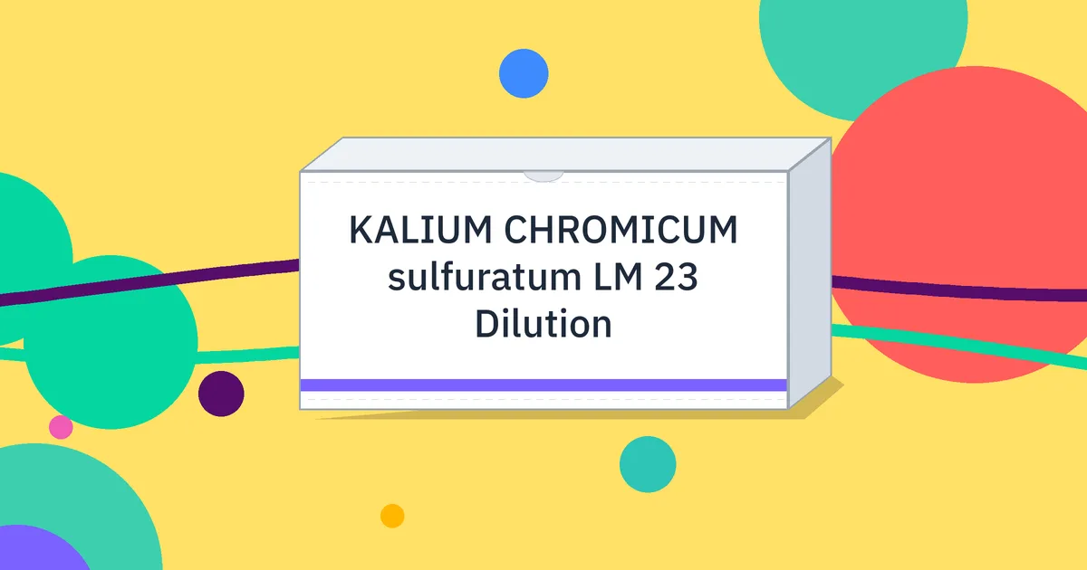 Symbolbild: Packung mit der Aufschrift KALIUM CHROMICUM sulfuratum LM 23 Dilution (PZN 12919783) – Verfügbarkeit und Bezug in Apotheken in Frankfurt am Main