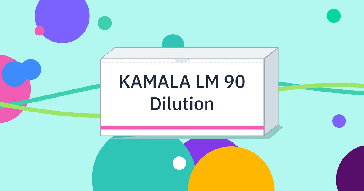Symbolbild: Packung mit der Aufschrift KAMALA LM 90 Dilution (PZN 13518307) – Verfügbarkeit und Bezug in Apotheken in Frankfurt am Main