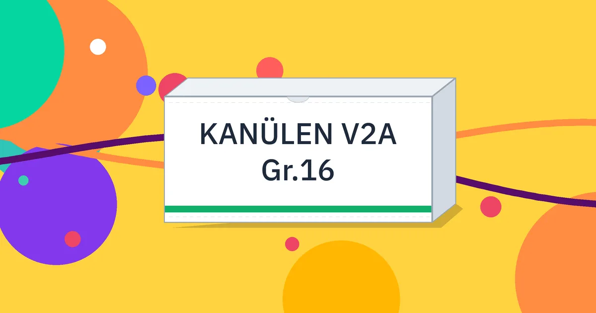 Symbolbild: Packung mit der Aufschrift KANÜLEN V2A Gr.16 (PZN 01728643) – Verfügbarkeit und Bezug in Apotheken in Frankfurt am Main
