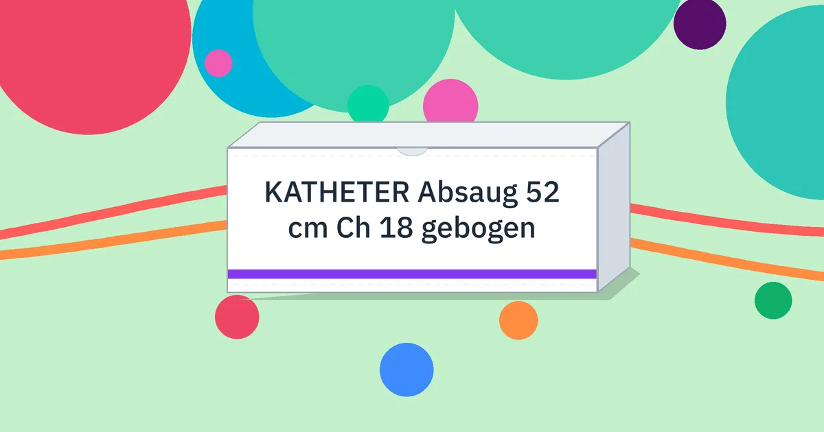 Symbolbild: Packung mit der Aufschrift KATHETER Absaug 52 cm Ch 18 gebogen (PZN 03200774) – Verfügbarkeit und Bezug in Apotheken in Frankfurt am Main