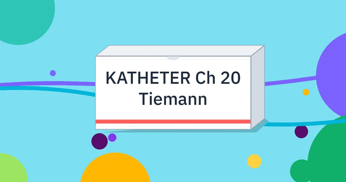 Symbolbild: Packung mit der Aufschrift KATHETER Ch 20 Tiemann (PZN 01730019) – Verfügbarkeit und Bezug in Apotheken in Frankfurt am Main