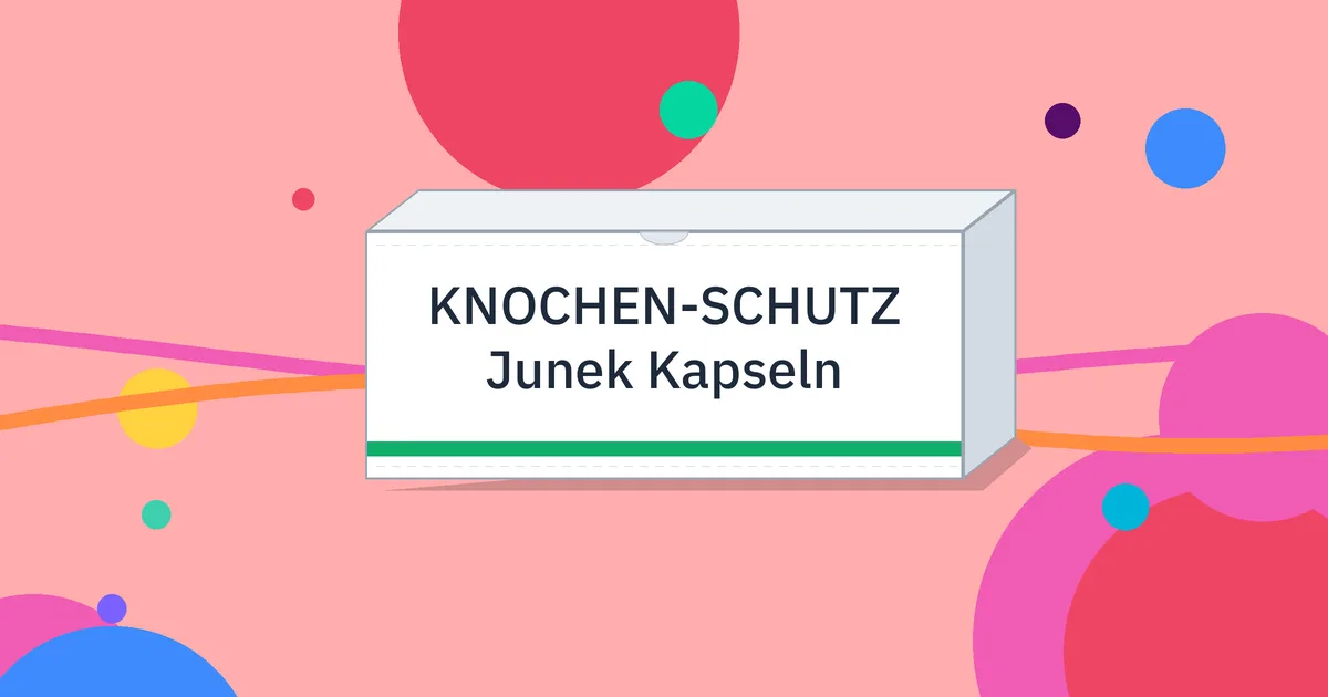 Symbolbild: Packung mit der Aufschrift KNOCHEN-SCHUTZ Junek Kapseln (PZN 11189420) – Verfügbarkeit und Bezug in Apotheken in Frankfurt am Main