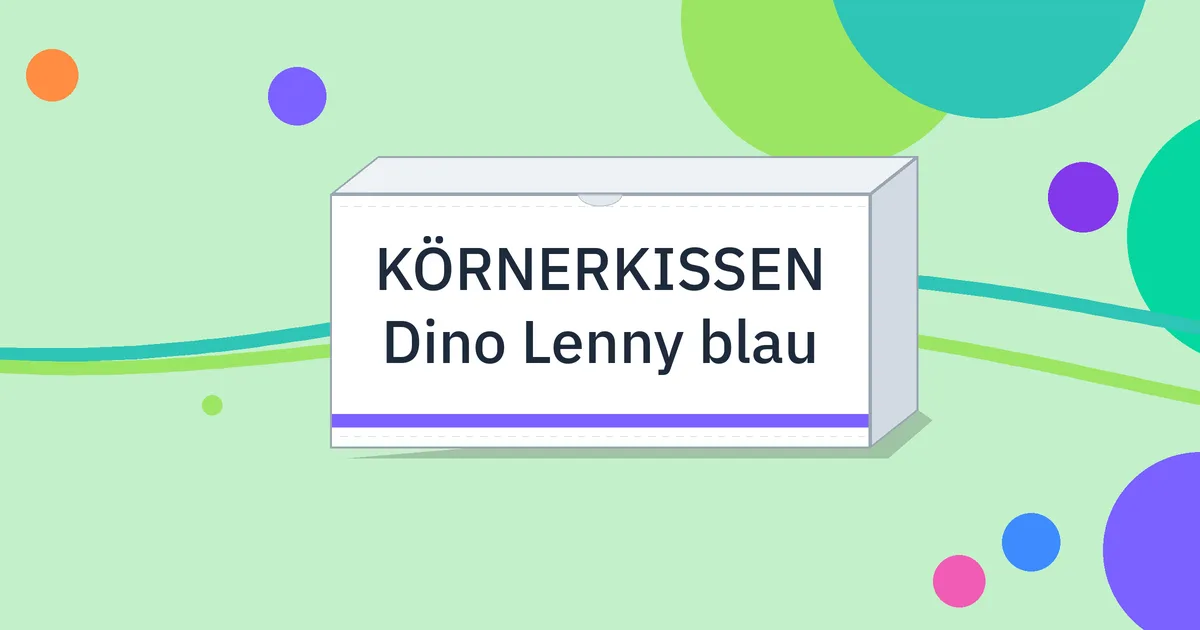 Symbolbild: Packung mit der Aufschrift KÖRNERKISSEN Dino Lenny blau (PZN 19392675) – Verfügbarkeit und Bezug in Apotheken in Frankfurt am Main