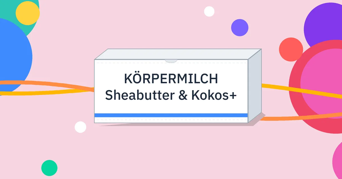 Symbolbild: Packung mit der Aufschrift KÖRPERMILCH Sheabutter & Kokos+ (PZN 19500283) – Verfügbarkeit und Bezug in Apotheken in Frankfurt am Main
