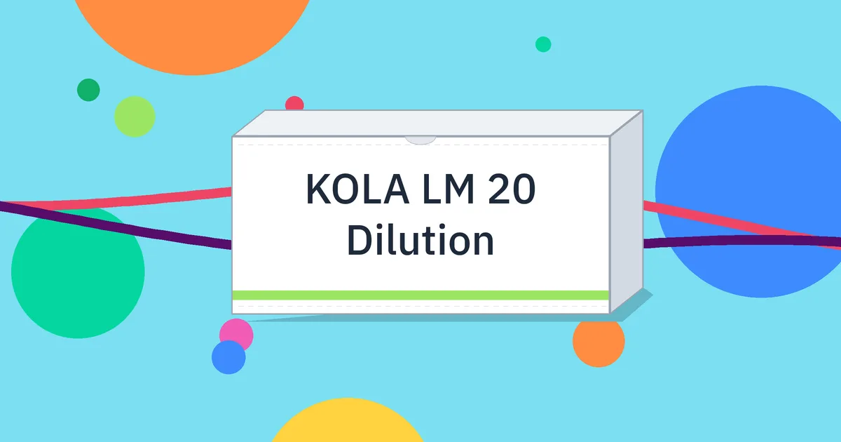 Symbolbild: Packung mit der Aufschrift KOLA LM 20 Dilution (PZN 13519525) – Verfügbarkeit und Bezug in Apotheken in Frankfurt am Main
