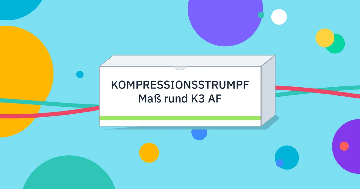 Symbolbild: Packung mit der Aufschrift KOMPRESSIONSSTRUMPF Maß rund K3 AF (PZN 04774738) – Verfügbarkeit und Bezug in Apotheken in Frankfurt am Main