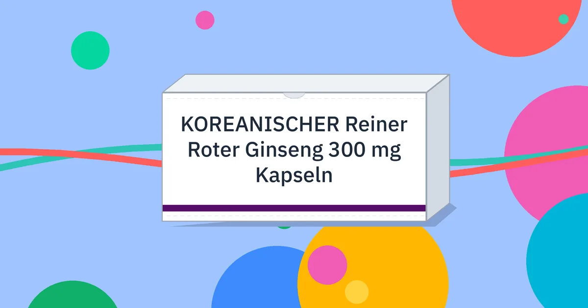 Symbolbild: Packung mit der Aufschrift KOREANISCHER Reiner Roter Ginseng 300 mg Kapseln (PZN 00434862) – Verfügbarkeit und Bezug in Apotheken in Frankfurt am Main