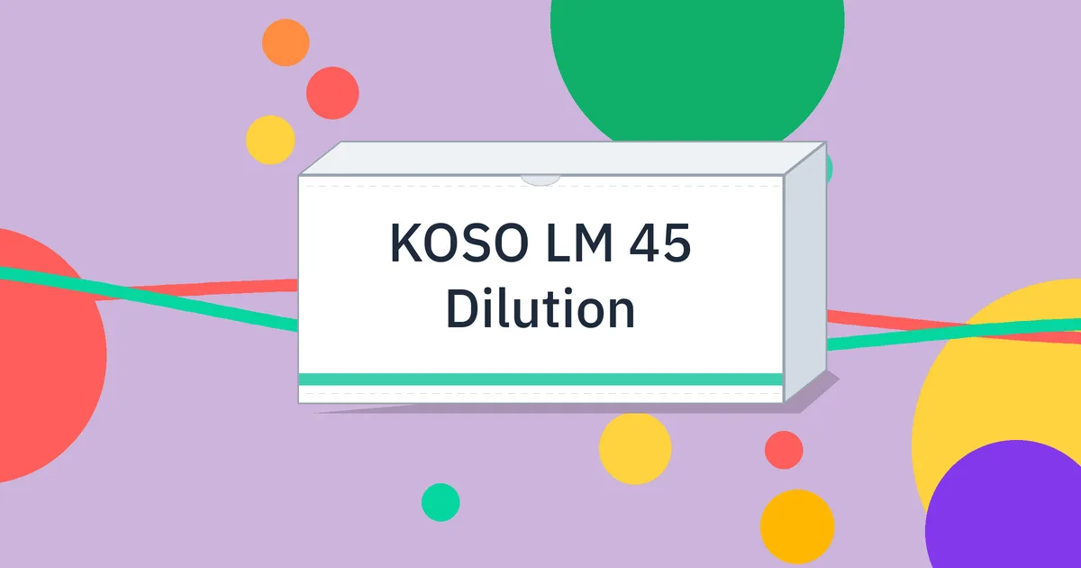 Symbolbild: Packung mit der Aufschrift KOSO LM 45 Dilution (PZN 13520132) – Verfügbarkeit und Bezug in Apotheken in Frankfurt am Main