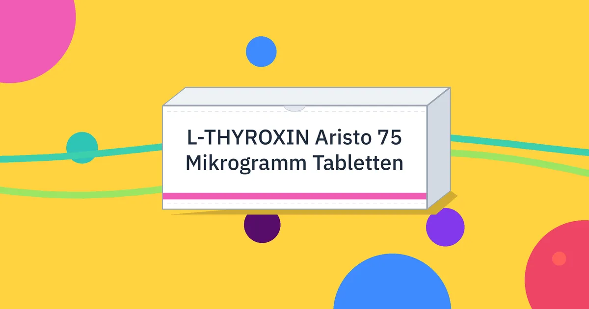 Symbolbild: Packung mit der Aufschrift L-THYROXIN Aristo 75 Mikrogramm Tabletten (PZN 01880782) – Verfügbarkeit und Bezug in Apotheken in Frankfurt am Main
