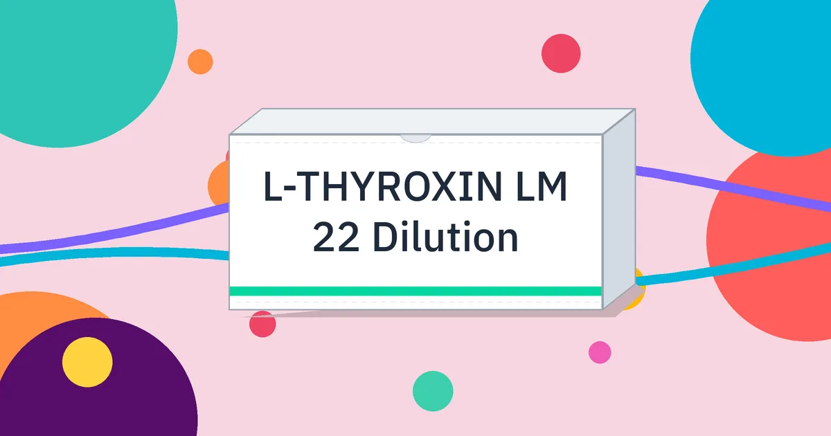 Symbolbild: Packung mit der Aufschrift L-THYROXIN LM 22 Dilution (PZN 12928629) – Verfügbarkeit und Bezug in Apotheken in Frankfurt am Main
