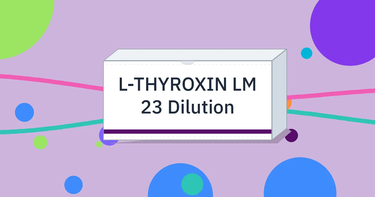 Symbolbild: Packung mit der Aufschrift L-THYROXIN LM 23 Dilution (PZN 12928635) – Verfügbarkeit und Bezug in Apotheken in Frankfurt am Main