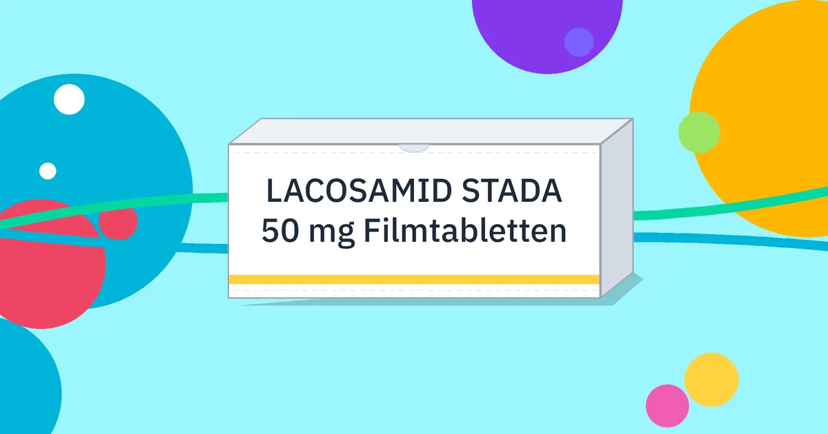 Symbolbild: Packung mit der Aufschrift LACOSAMID STADA 50 mg Filmtabletten (PZN 17273593) – Verfügbarkeit und Bezug in Apotheken in Frankfurt am Main