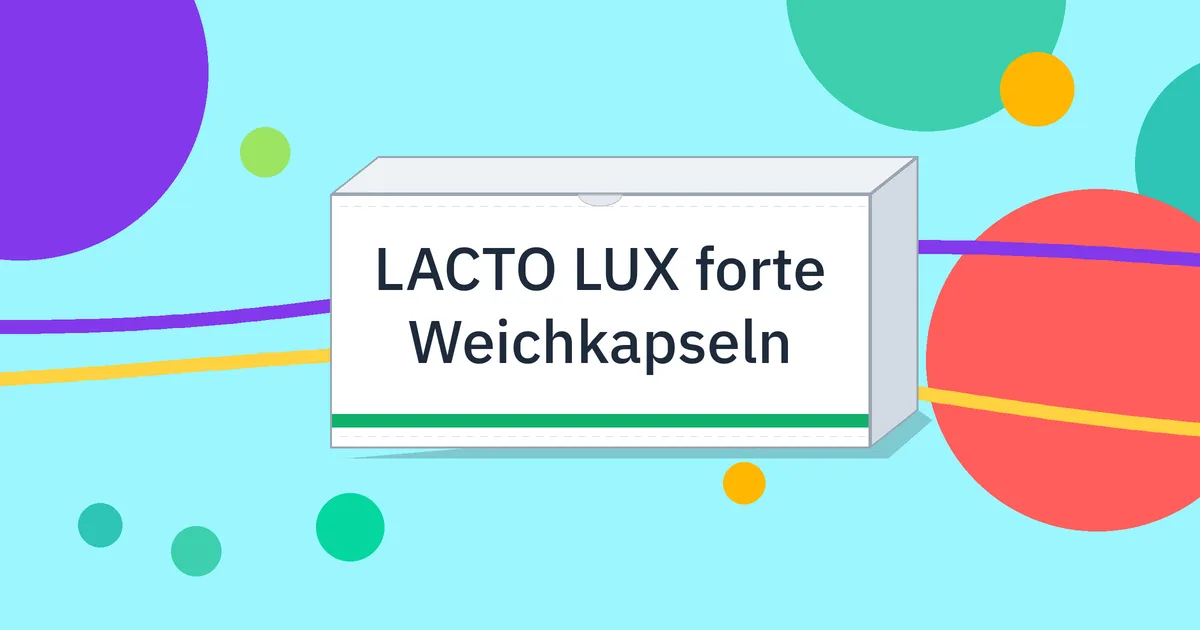 Symbolbild: Packung mit der Aufschrift LACTO LUX forte Weichkapseln (PZN 14366182) – Verfügbarkeit und Bezug in Apotheken in Frankfurt am Main