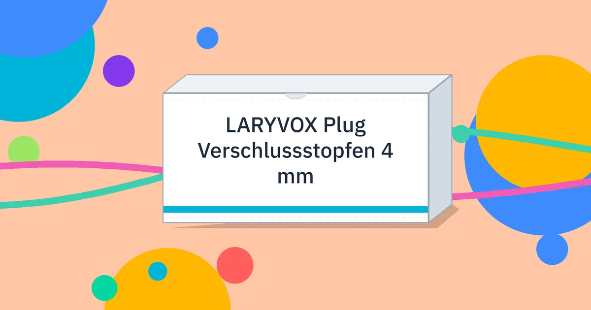 Symbolbild: Packung mit der Aufschrift LARYVOX Plug Verschlussstopfen 4 mm (PZN 16703755) – Verfügbarkeit und Bezug in Apotheken in Frankfurt am Main