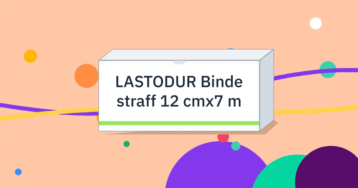 Symbolbild: Packung mit der Aufschrift LASTODUR Binde straff 12 cmx7 m (PZN 00614274) – Verfügbarkeit und Bezug in Apotheken in Frankfurt am Main