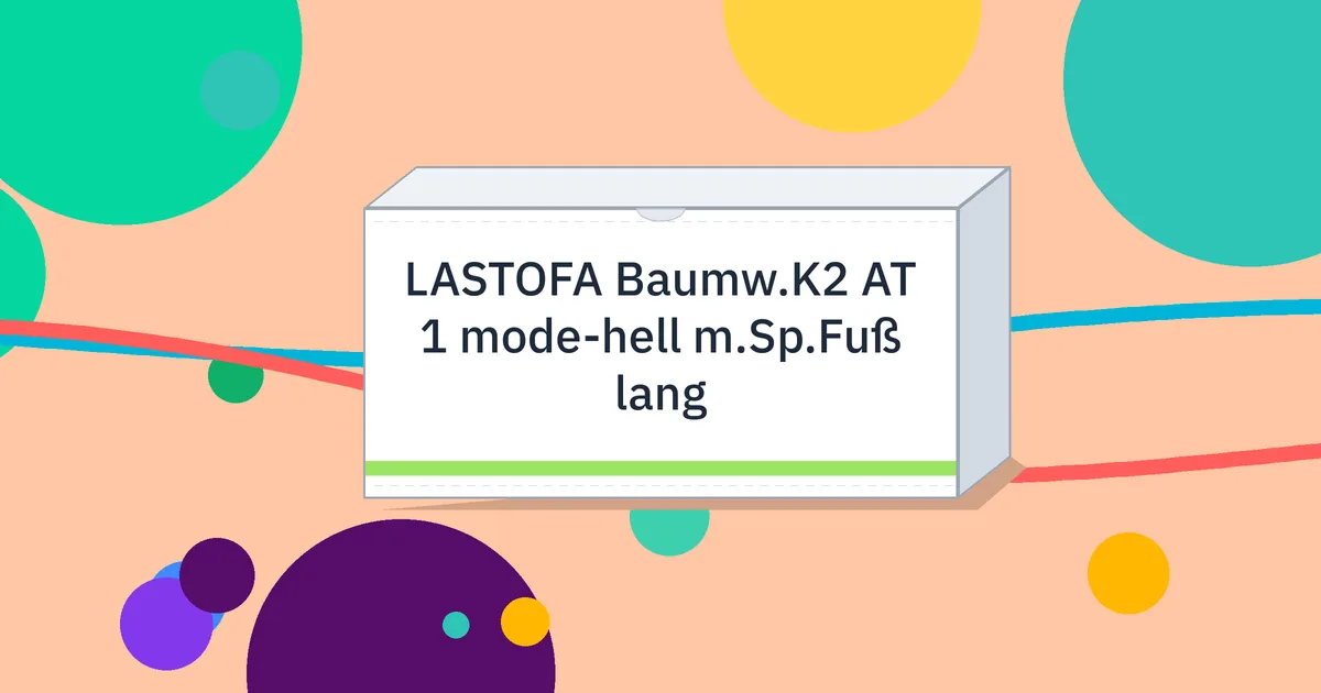 Symbolbild: Packung mit der Aufschrift LASTOFA Baumw.K2 AT 1 mode-hell m.Sp.Fuß lang (PZN 01950057) – Verfügbarkeit und Bezug in Apotheken in Frankfurt am Main