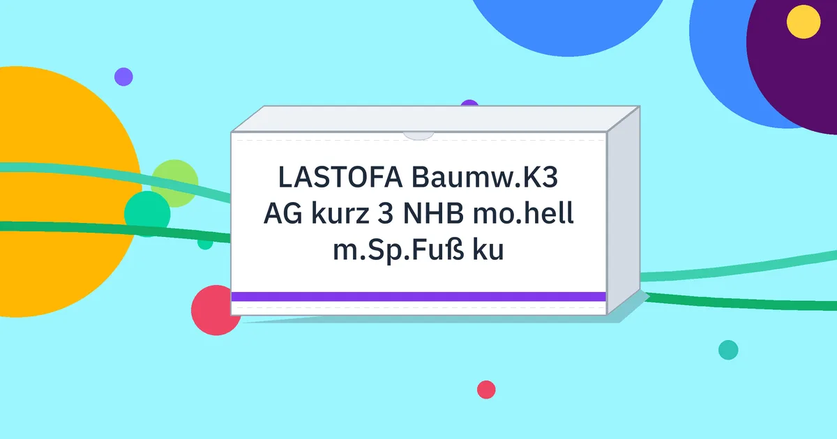 Symbolbild: Packung mit der Aufschrift LASTOFA Baumw.K3 AG kurz 3 NHB mo.hell m.Sp.Fuß ku (PZN 01955652) – Verfügbarkeit und Bezug in Apotheken in Frankfurt am Main
