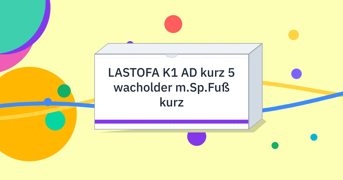 Symbolbild: Packung mit der Aufschrift LASTOFA K1 AD kurz 5 wacholder m.Sp.Fuß kurz (PZN 13787817) – Verfügbarkeit und Bezug in Apotheken in Frankfurt am Main