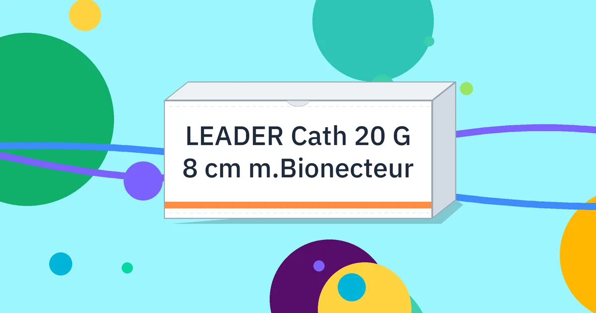 Symbolbild: Packung mit der Aufschrift LEADER Cath 20 G 8 cm m.Bionecteur (PZN 09380501) – Verfügbarkeit und Bezug in Apotheken in Frankfurt am Main