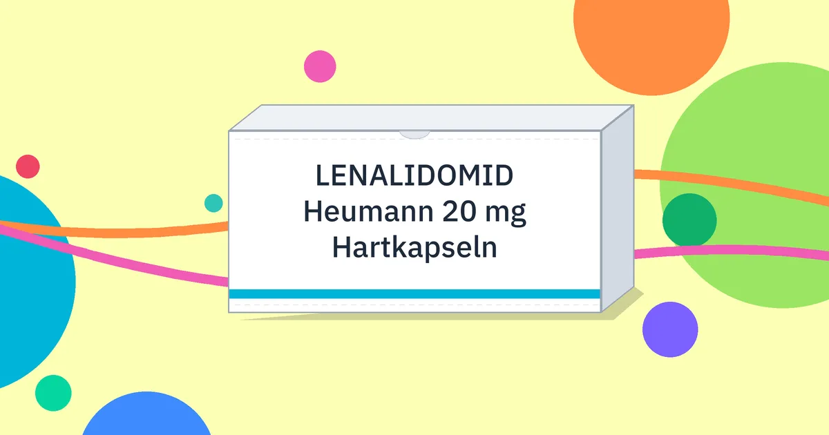 Symbolbild: Packung mit der Aufschrift LENALIDOMID Heumann 20 mg Hartkapseln (PZN 16516970) – Verfügbarkeit und Bezug in Apotheken in Frankfurt am Main
