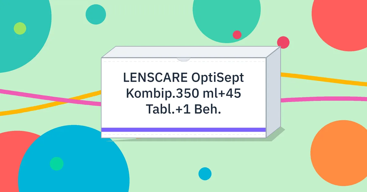 Symbolbild: Packung mit der Aufschrift LENSCARE OptiSept Kombip.350 ml+45 Tabl.+1 Beh. (PZN 08801018) – Verfügbarkeit und Bezug in Apotheken in Frankfurt am Main