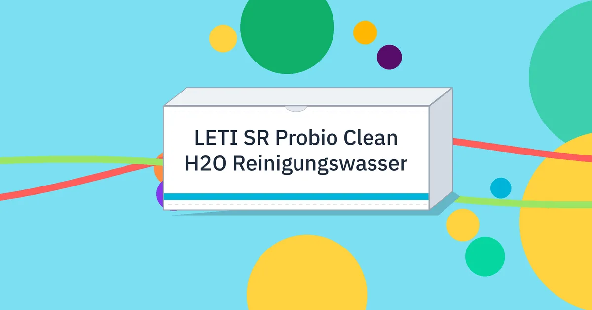 Symbolbild: Packung mit der Aufschrift LETI SR Probio Clean H2O Reinigungswasser (PZN 11358816) – Verfügbarkeit und Bezug in Apotheken in Frankfurt am Main