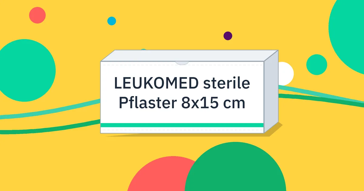 Symbolbild: Packung mit der Aufschrift LEUKOMED sterile Pflaster 8x15 cm (PZN 17972032) – Verfügbarkeit und Bezug in Apotheken in Frankfurt am Main
