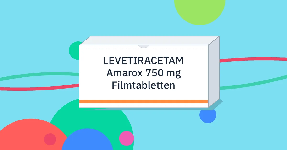 Symbolbild: Packung mit der Aufschrift LEVETIRACETAM Amarox 750 mg Filmtabletten (PZN 17852658) – Verfügbarkeit und Bezug in Apotheken in Frankfurt am Main