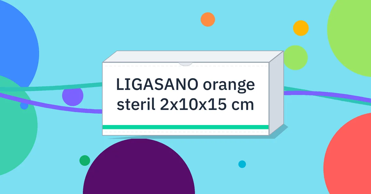 Symbolbild: Packung mit der Aufschrift LIGASANO orange steril 2x10x15 cm (PZN 20171554) – Verfügbarkeit und Bezug in Apotheken in Frankfurt am Main