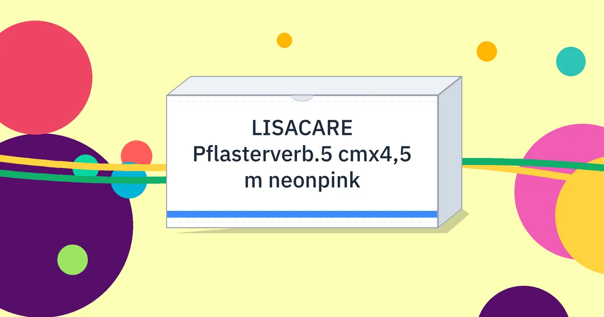 Symbolbild: Packung mit der Aufschrift LISACARE Pflasterverb.5 cmx4,5 m neonpink (PZN 17891977) – Verfügbarkeit und Bezug in Apotheken in Frankfurt am Main