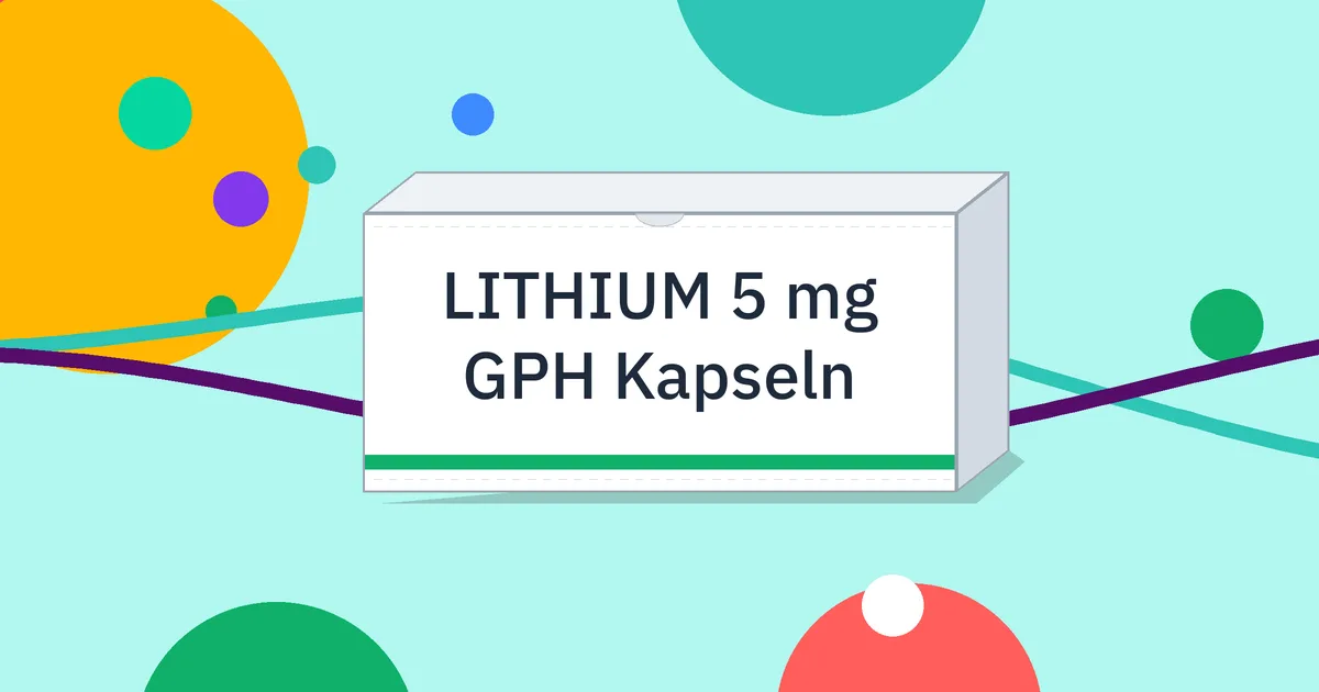 Symbolbild: Packung mit der Aufschrift LITHIUM 5 mg GPH Kapseln (PZN 20167179) – Verfügbarkeit und Bezug in Apotheken in Frankfurt am Main