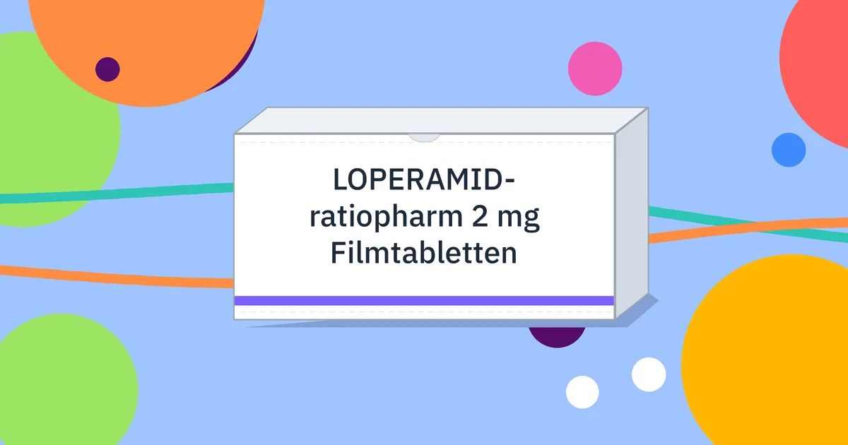 Symbolbild: Packung mit der Aufschrift LOPERAMID-ratiopharm 2 mg Filmtabletten (PZN 04271635) – Verfügbarkeit und Bezug in Apotheken in Frankfurt am Main