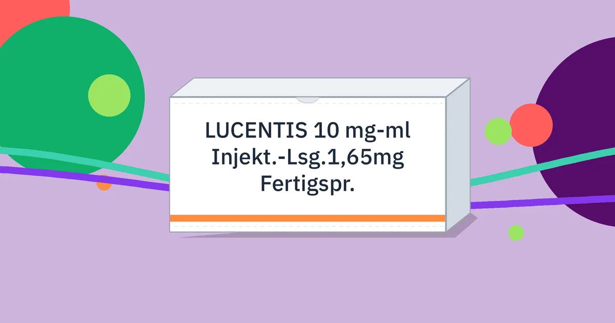 Symbolbild: Packung mit der Aufschrift LUCENTIS 10 mg-ml Injekt.-Lsg.1,65mg Fertigspr. (PZN 11579084) – Verfügbarkeit und Bezug in Apotheken in Frankfurt am Main