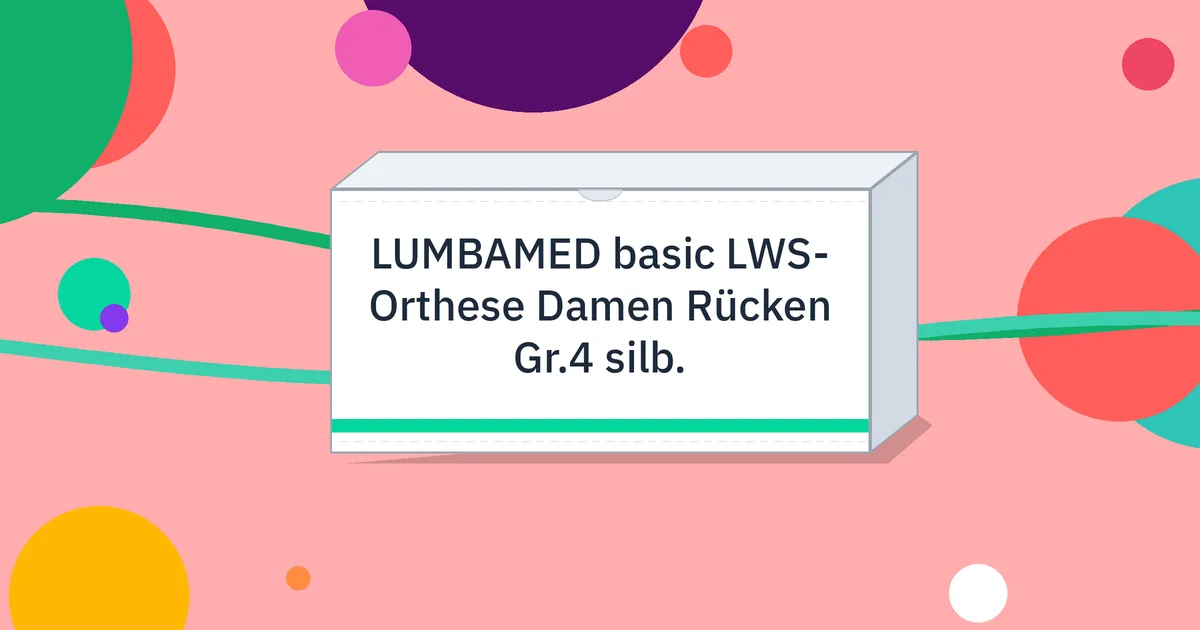 Symbolbild: Packung mit der Aufschrift LUMBAMED basic LWS-Orthese Damen Rücken Gr.4 silb. (PZN 18827875) – Verfügbarkeit und Bezug in Apotheken in Frankfurt am Main