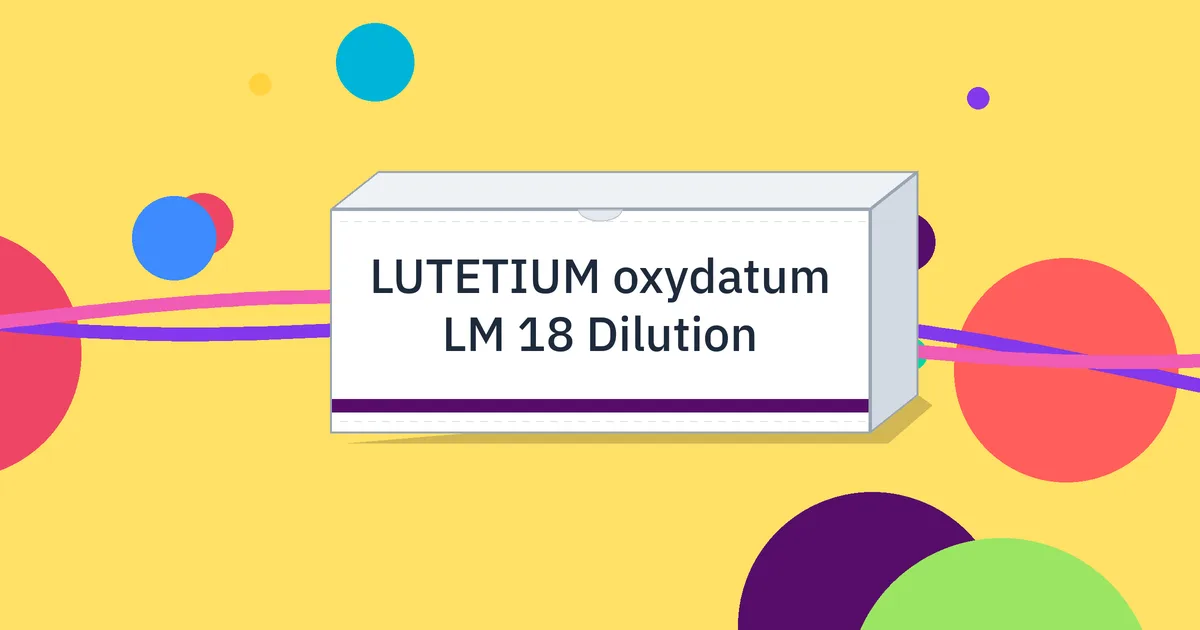 Symbolbild: Packung mit der Aufschrift LUTETIUM oxydatum LM 18 Dilution (PZN 12934860) – Verfügbarkeit und Bezug in Apotheken in Frankfurt am Main