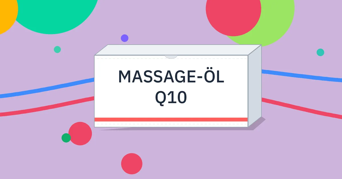 Symbolbild: Packung mit der Aufschrift MASSAGE-ÖL Q10 (PZN 01250621) – Verfügbarkeit und Bezug in Apotheken in Frankfurt am Main