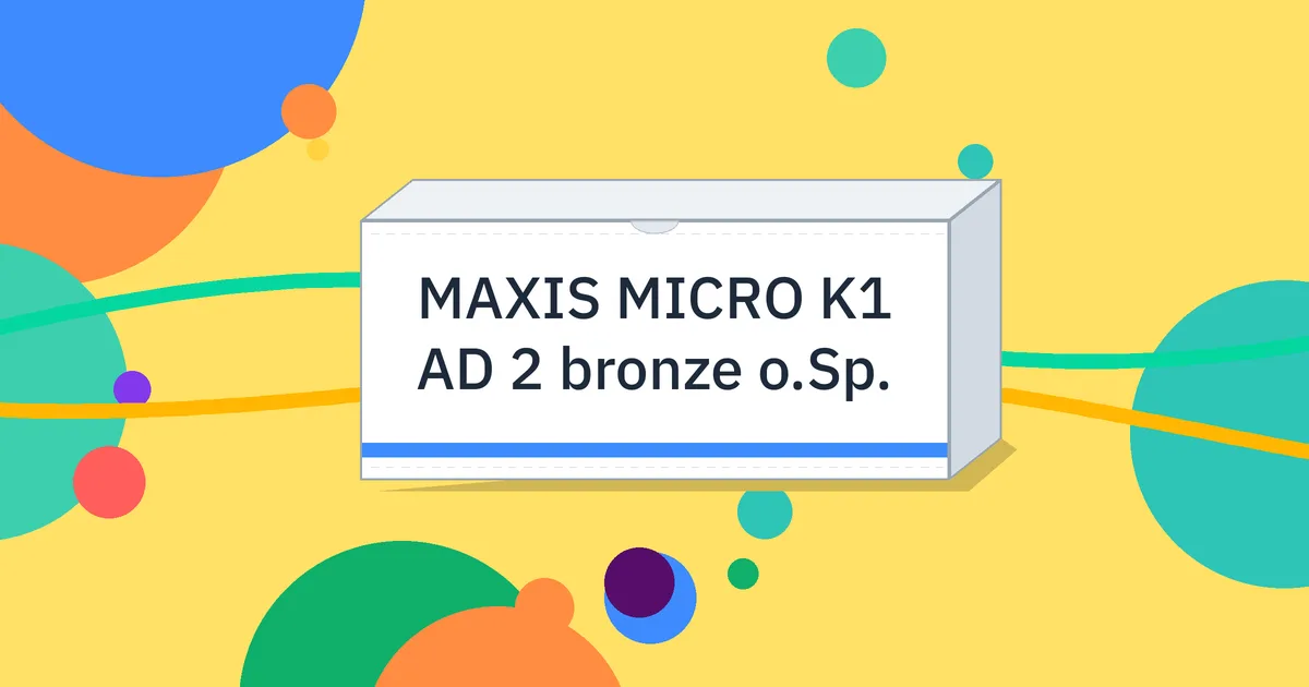 Symbolbild: Packung mit der Aufschrift MAXIS MICRO K1 AD 2 bronze o.Sp. (PZN 17671922) – Verfügbarkeit und Bezug in Apotheken in Frankfurt am Main