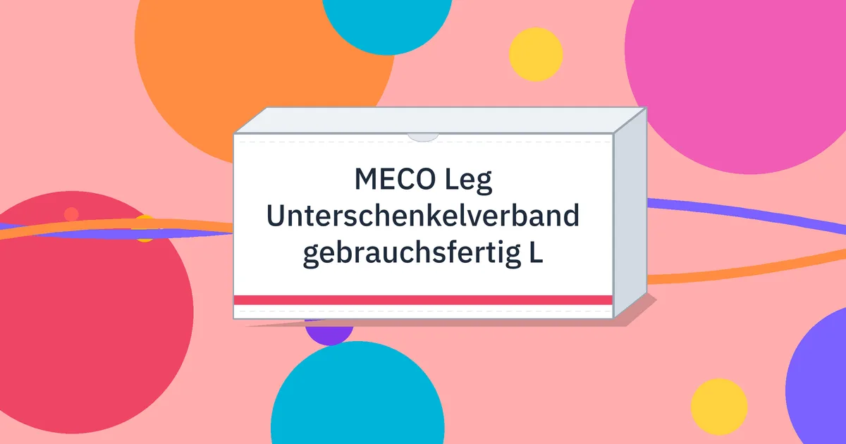 Symbolbild: Packung mit der Aufschrift MECO Leg Unterschenkelverband gebrauchsfertig L (PZN 18208132) – Verfügbarkeit und Bezug in Apotheken in Frankfurt am Main