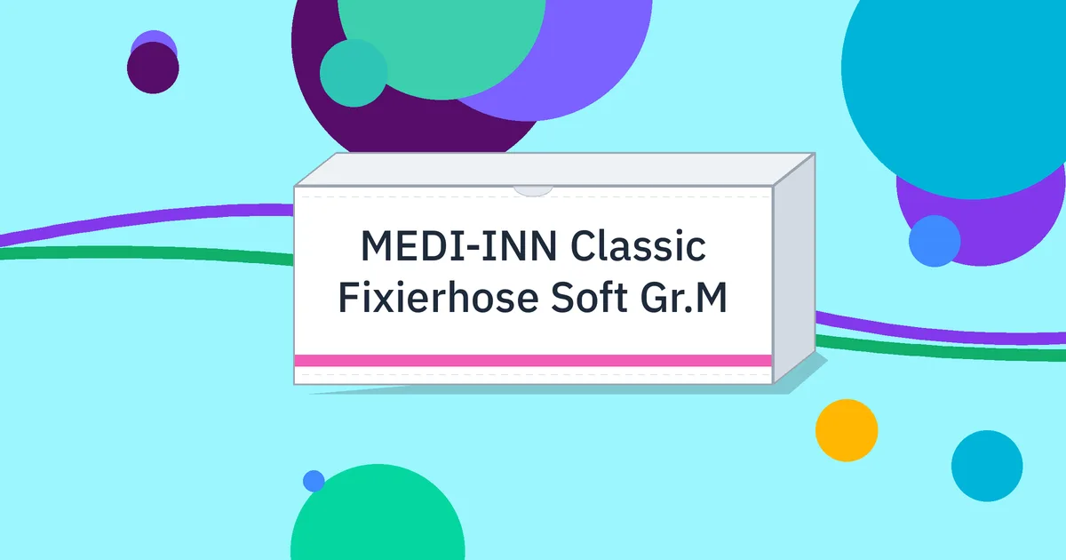 Symbolbild: Packung mit der Aufschrift MEDI-INN Classic Fixierhose Soft Gr.M (PZN 18371145) – Verfügbarkeit und Bezug in Apotheken in Frankfurt am Main