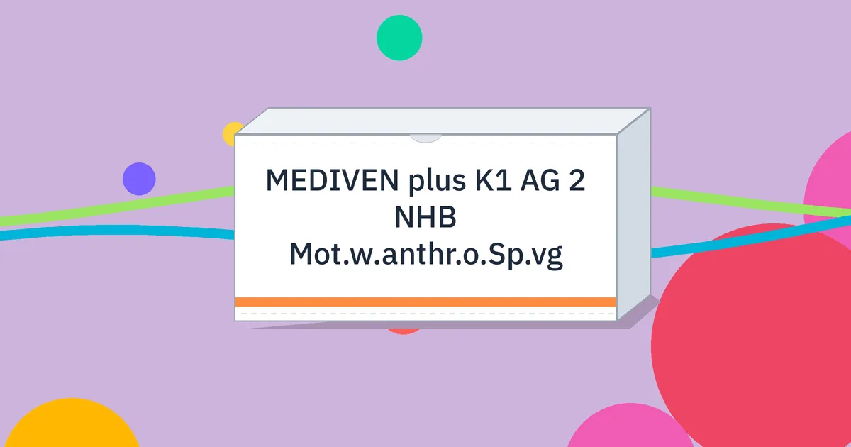 Symbolbild: Packung mit der Aufschrift MEDIVEN plus K1 AG 2 NHB Mot.w.anthr.o.Sp.vg (PZN 15919370) – Verfügbarkeit und Bezug in Apotheken in Frankfurt am Main