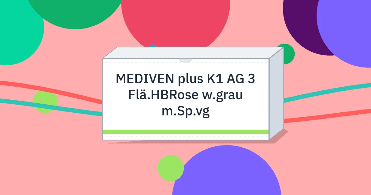 Symbolbild: Packung mit der Aufschrift MEDIVEN plus K1 AG 3 Flä.HBRose w.grau m.Sp.vg (PZN 18940117) – Verfügbarkeit und Bezug in Apotheken in Frankfurt am Main