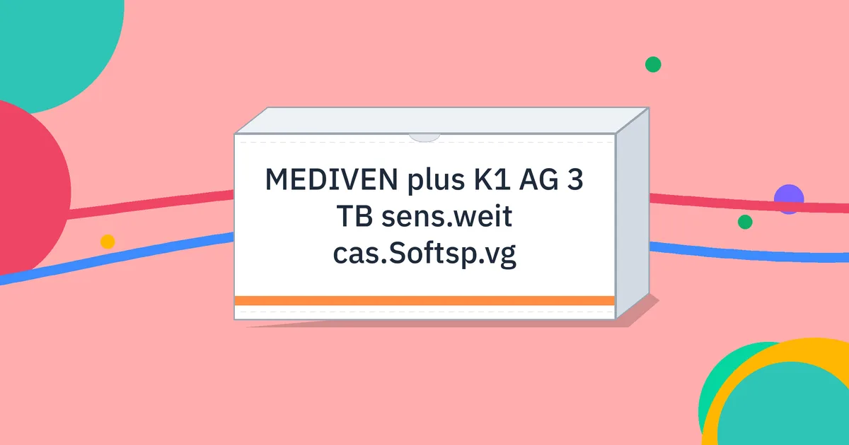 Symbolbild: Packung mit der Aufschrift MEDIVEN plus K1 AG 3 TB sens.weit cas.Softsp.vg (PZN 15065229) – Verfügbarkeit und Bezug in Apotheken in Frankfurt am Main