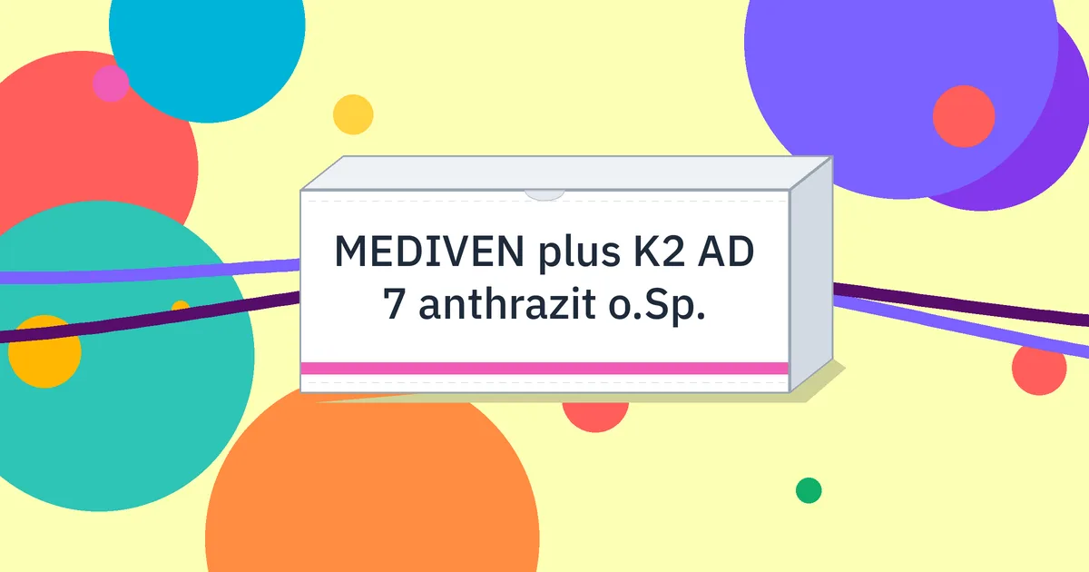 Symbolbild: Packung mit der Aufschrift MEDIVEN plus K2 AD 7 anthrazit o.Sp. (PZN 15092628) – Verfügbarkeit und Bezug in Apotheken in Frankfurt am Main